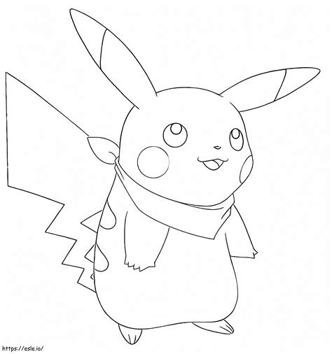Pikachu Wearing A Scarf Coloring Page