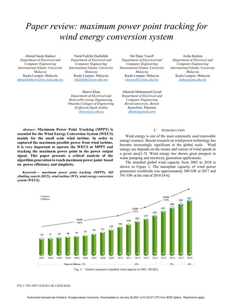 PDF Paper Review Maximum Power Point Tracking For Wind Energy Conversion System