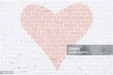 현대 흰색 벽돌 패턴 벽 질감 그런 지 벡터 배경 크리스마스 벡터 일러스트 레이 션 희미한 퇴색 한 붉은 색 하트 낙서 벽에