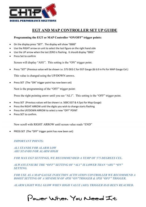Egt Map Controller Set Up Guide