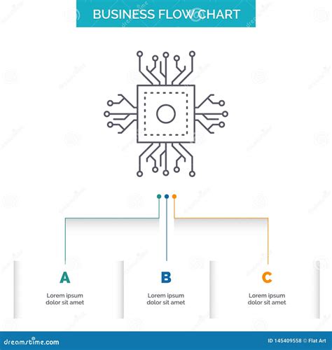 Chip Cpu Microchip Processor Technology Business Flow Chart Design With 3 Steps Line Icon
