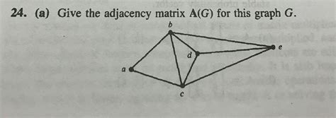 Solved 24 A Give The Adjacency Matrix Ag For This Graph