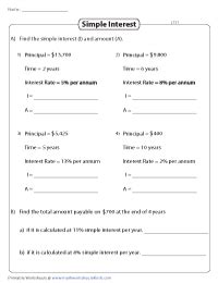 Simple Interest Worksheets Worksheets Library