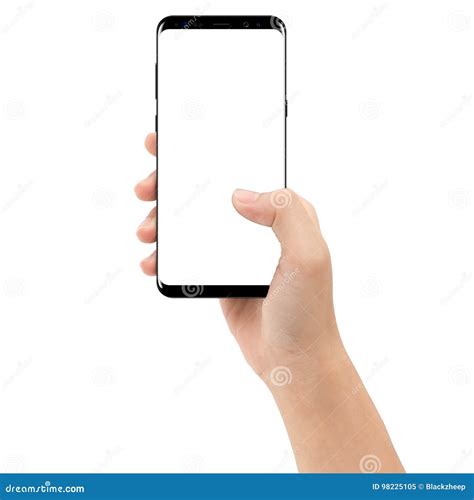 Hand Holding Phone Mobile Isolated On White Background Stock Image Image Of Galaxy Android