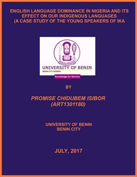 ENGLISH LANGUAGE DOMINANCE IN NIGERIA AND ITS EFFECT ON OUR INDIGENOUS