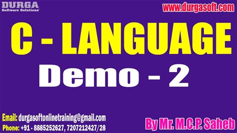 C Language Tutorials Demo 2 By Mr Mcp Saheb On 21 08 2024 8pm Ist Youtube
