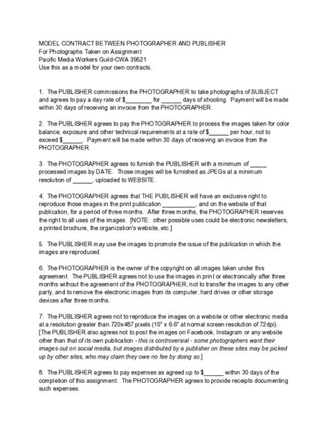 Fillable Online Model Photo Assignment Contractdocx Fax Email Print