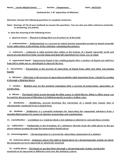 Separating Mixtures A Guide To Key Terms And Processes In Physical