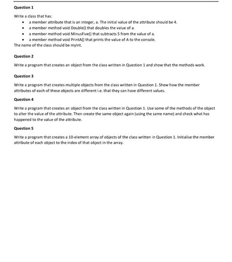 Solved Write A Class That Has A Member Attribute That Is