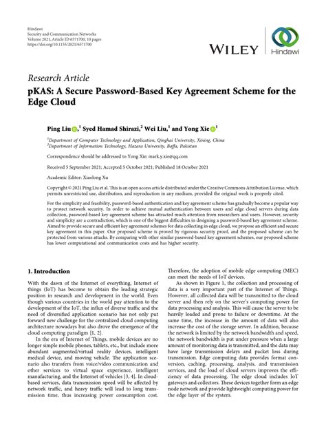 Pdf Pkas A Secure Password Based Key Agreement Scheme For The Edge Cloud