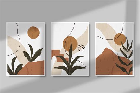Set Of Three Abstract Boho Aesthetic Poster Design Collectionboho Wall