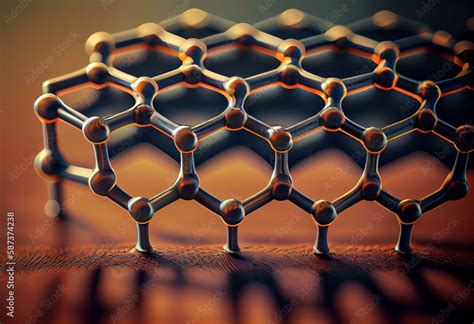 3d Illustration Structure Of The Graphene Or Carbon Surface Abstract Nanotechnology Hexagonal