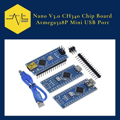 Arduino Nano Nano V30 Ch340 Chip Board，atmega328p Mini Usb Port With Power Cable Aidans Lab