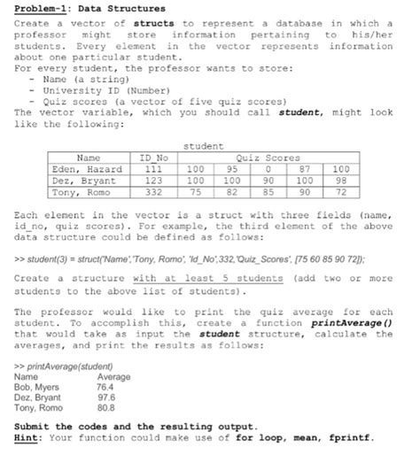 Solved Create A Vector Of Structs To Represent A Database In