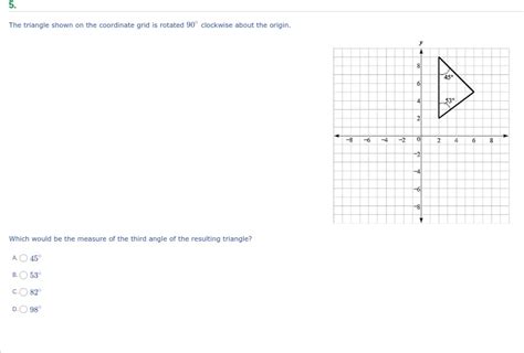 5 The Triangle Shown On The Coordinate Grid Is Rotated 90 Clockwise About The Origin Which Would