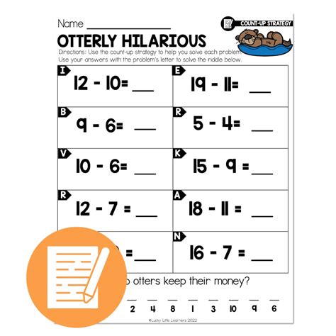 Lucky To Learn Math Subtract Using Count Up Lesson 214 Independent Practice Otterly