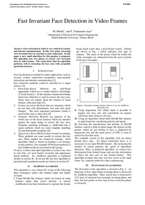 Pdf Fast Invariant Face Detection In Video Frames