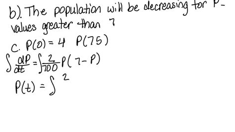 Solved A Population P Obeys The Logistic Model It Satisfies The Equation D P D T 2 700
