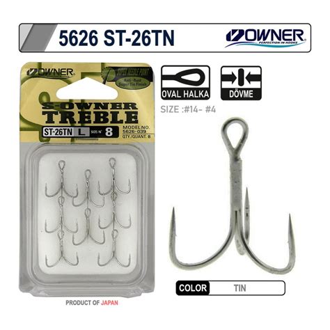 Owner St 26tn Treble Hooks Size No No 4