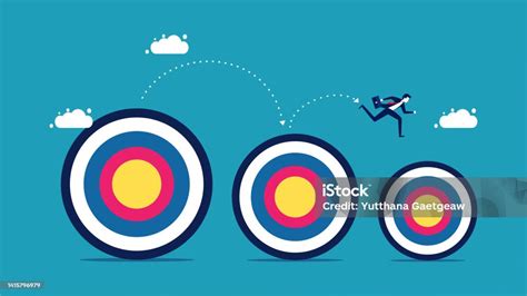 더 작은 목표 사업가들은 작은 목표를 가지고 달린다 비즈니스 개념 벡터 가리키기에 대한 스톡 벡터 아트 및 기타 이미지 가리키기 개발 결심 Istock