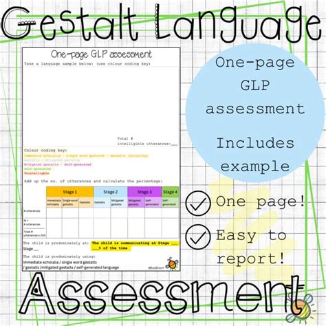Gestalt Language Processing One Page Assessment Glp Speech Language