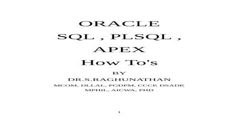 Oracle Sql Plsql Apex How Tos · 1 Oracle Sql