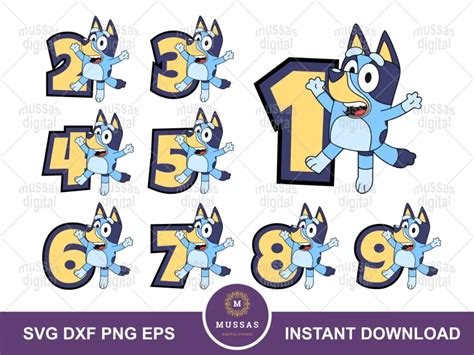 Bluey Svg Bluey Birthday Numbers 1 2 3 4 5 6 7 8 9 Png Print Vector Vectorency