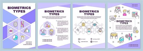 Biometrics Types Blue Brochure Template Banner Poster Fingerprint Vector Banner Poster