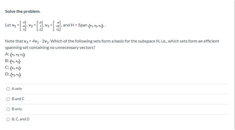 Solved Solve The Problem Let V1 V2 V3 18 And H Span