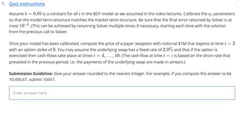 quiz instructions term structure models ii and introduction to