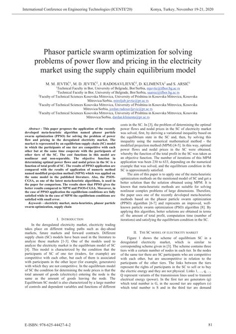 PDF PHASOR PARTICLE SWARM OPTIMIZATION FOR SOLVING PROBLEMS OF POWER