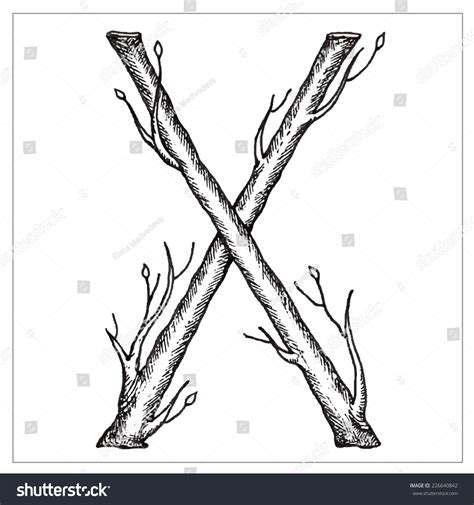 Hand Drawn Cursive Font Form Tree Stock Vector Royalty Free Shutterstock