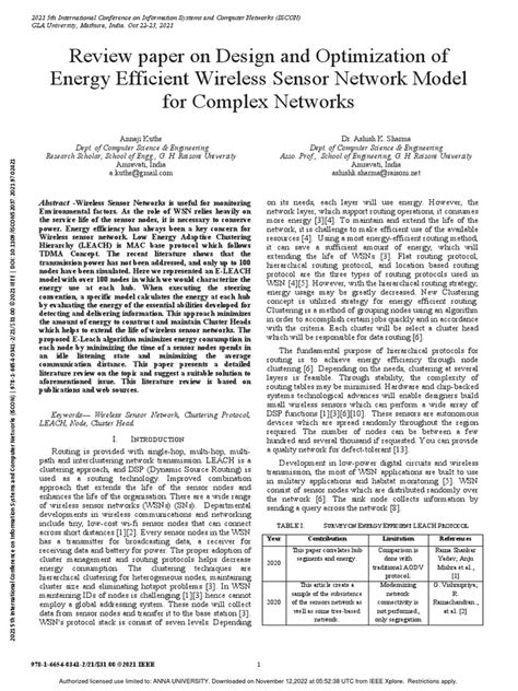 review paper on design and optimization of energy efficient wireless