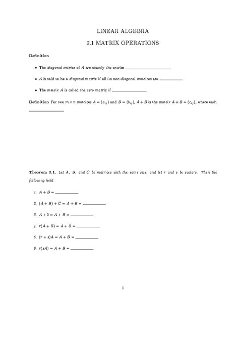 Lecture Notes 21 Matrix Operations Linear Algebra 2 Matrix