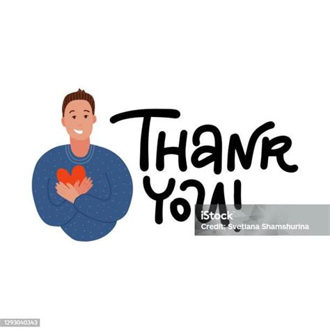 청남은 가슴에 손을 얹고 심장을 잡고 있습니다 미소를 지으며 친절한 남자가 감사를 표합니다 감정과 신체 언어 개념 플랫 만화 스타일 벡터 일러스트레이션 가공의 인물에 대한