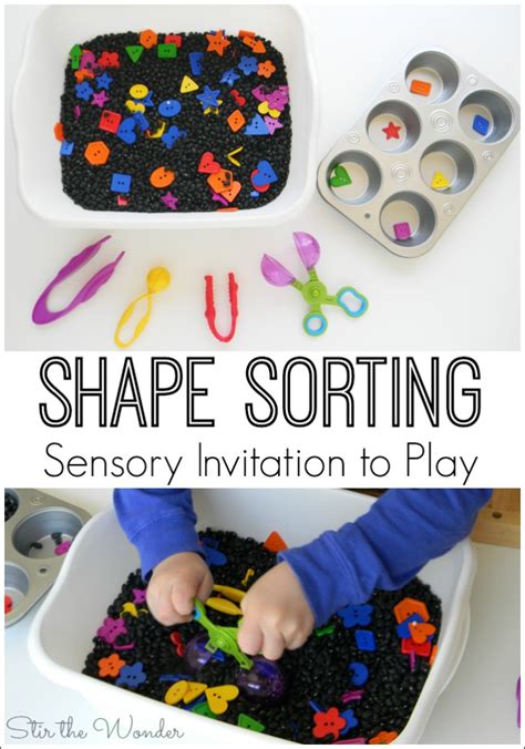Shape Sorting Sensory Invitation To Play Stir The Wonder