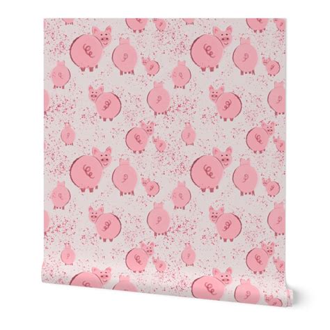 Cute Pink Piggys Medium Scale Wallpaper Spoonflower