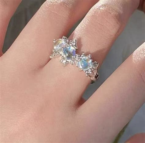 유니크 영롱 키치 원형 원석 반지 에이블리