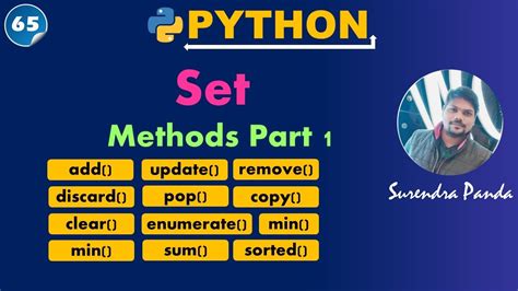 🙋‍♂️ Set Methods In Python Part 1 Python By Surendra Youtube