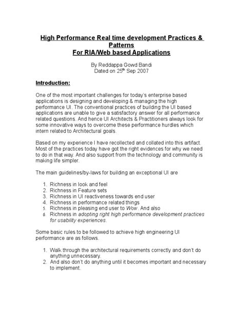 High Performance Real Time Development Practices For Ria And Browser