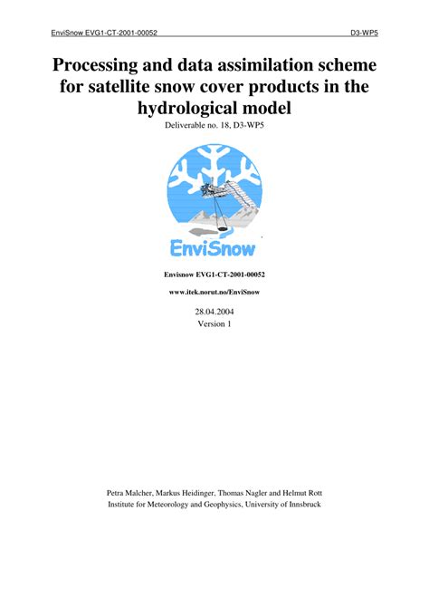 Pdf Processing And Data Assimilation Scheme For Satellite Snow Cover