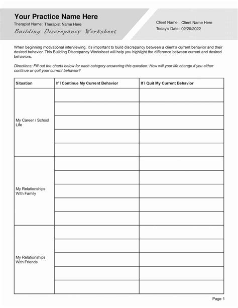 Motivational Interviewing Worksheets Pdf