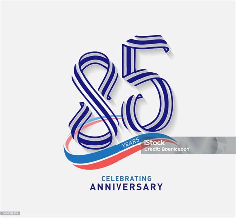 85 년 기념일 리본 모양 숫자 Swoosh입니다 축 하 기념일 이벤트 파티 템플릿입니다 그림자에 대한 스톡 벡터 아트 및 기타 이미지 Istock