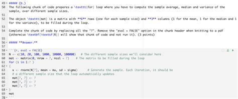 Solved 49 B 50 The Following Chunk Of Code