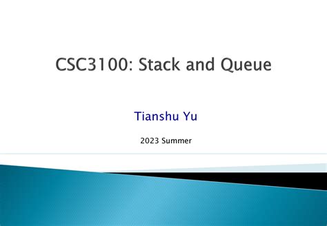 Lec6 Stack And Queue Data Structure Tianshu Yu 2023 Summer Stack