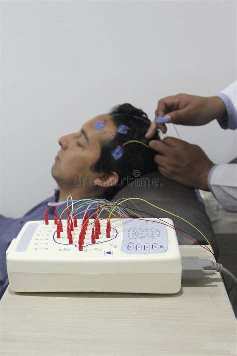 Electroencephalogram Eeg In Man With Wires Study That Records The