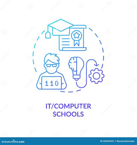 it and computer schools blue gradient concept icon stock vector