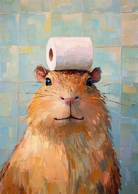 Hamster With Toilet Paper Poster Picture Metal Print Paint By