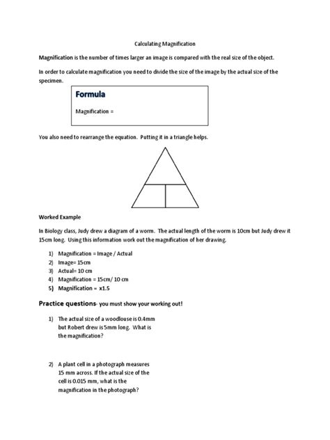 Calculating Magnification Worksheet Pdf Worksheets Library