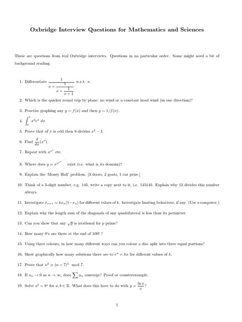 Oxbridge Interview Questions Pdf Prime Number Numbers